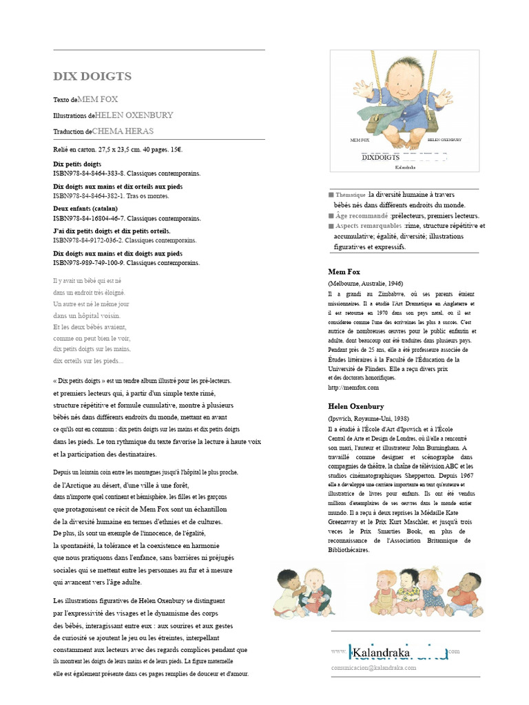 Dix petits doigts, diversité et amour | PDF