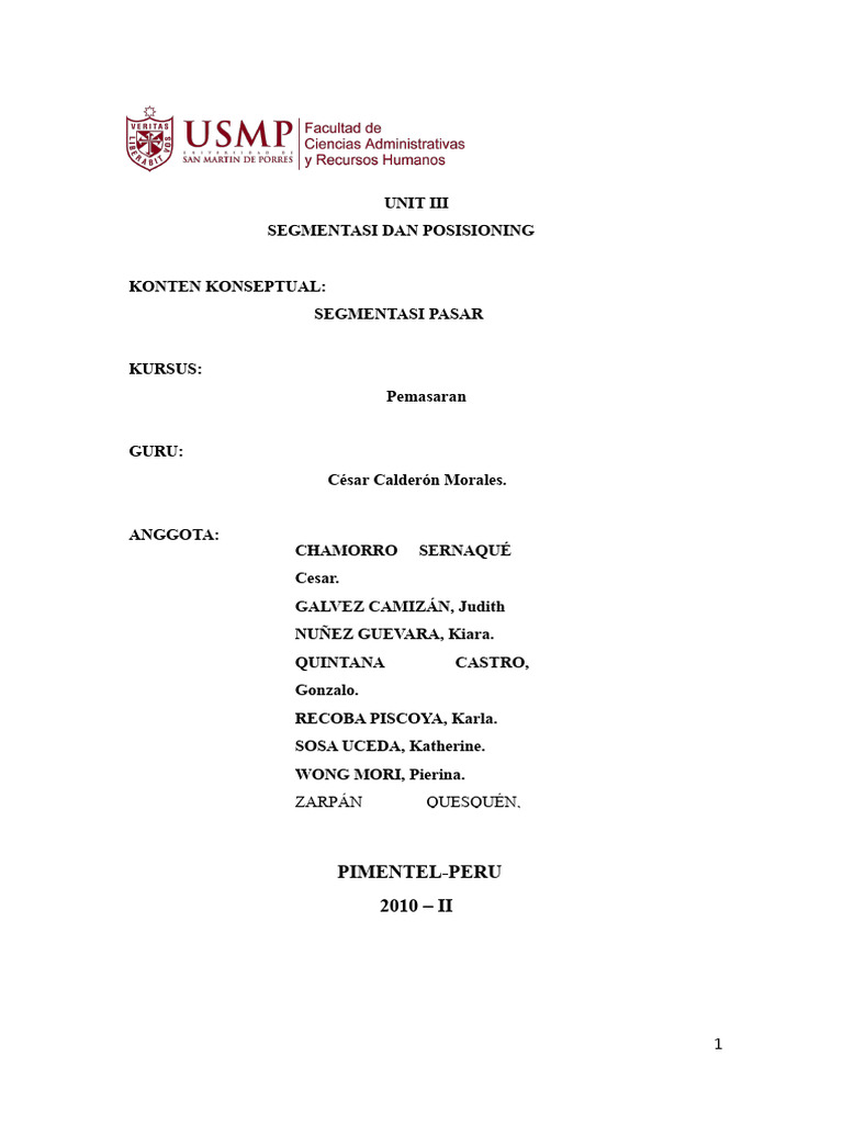 Segmentasi Pasar | PDF