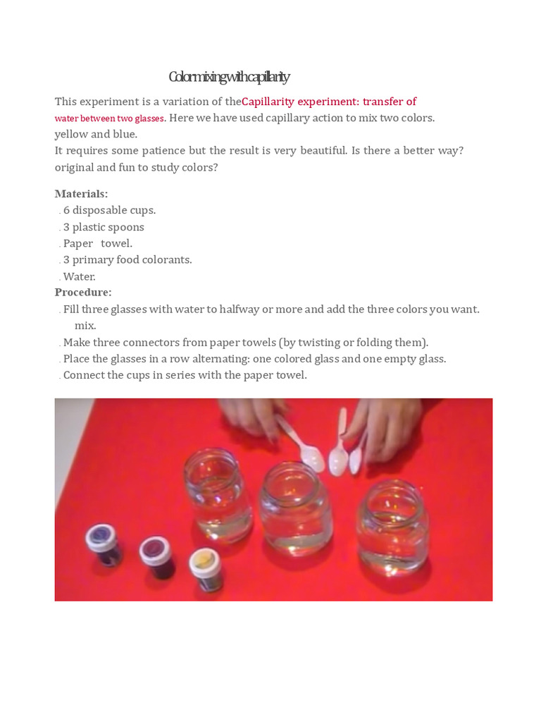 Experiment - Color Mixing With Capillarity | PDF