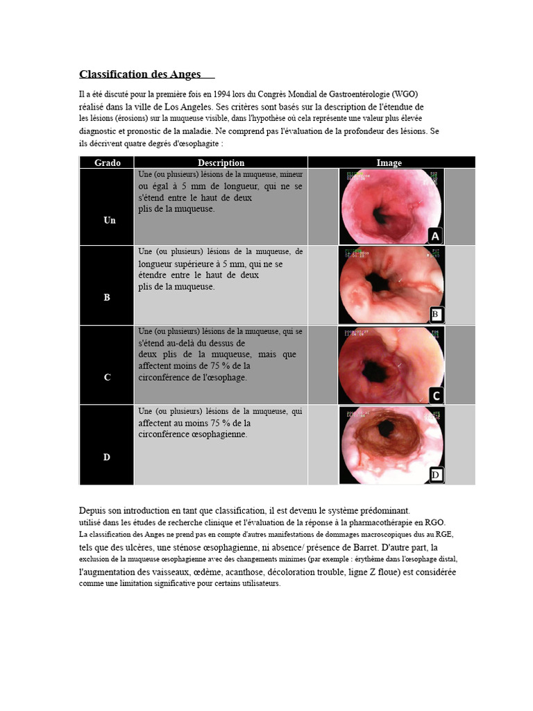 Classification des œsophagites et RGO | PDF | Reflux gastro-œsophagien ...