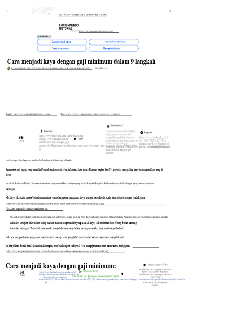 Kaya dengan Gaji Minimum: 9 Langkah | PDF