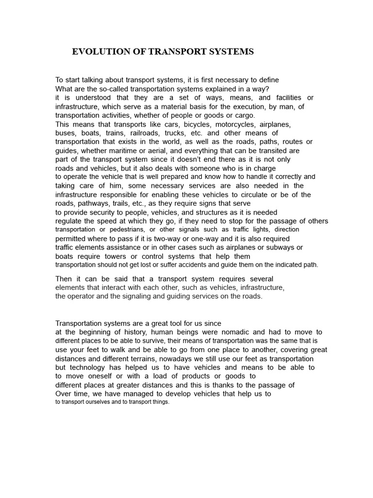Evolution of Transportation Systems | PDF | Transport | Ships