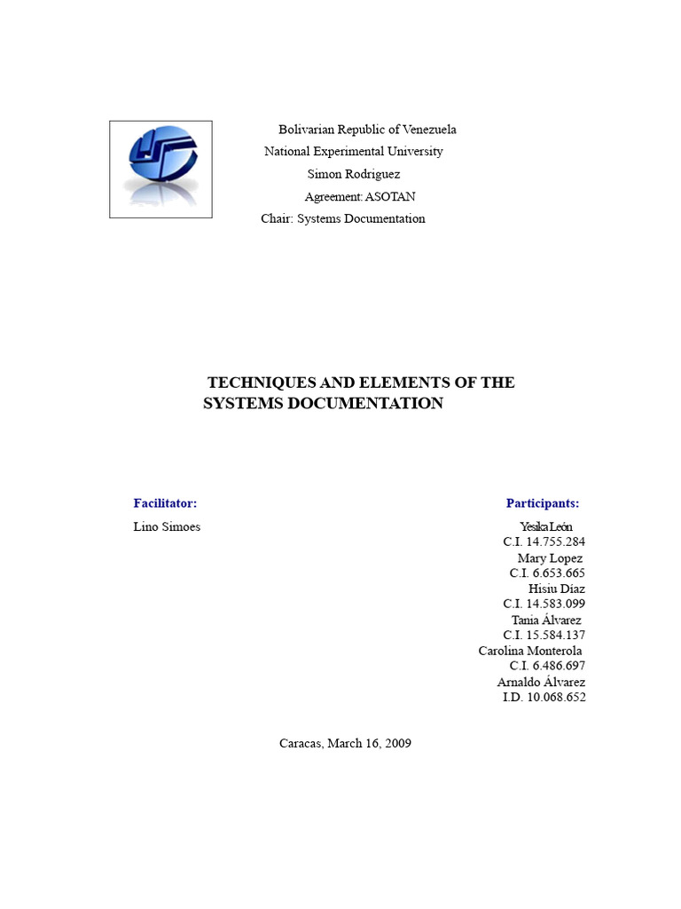 Techniques and Elements of Systems Documentation | PDF | Information ...