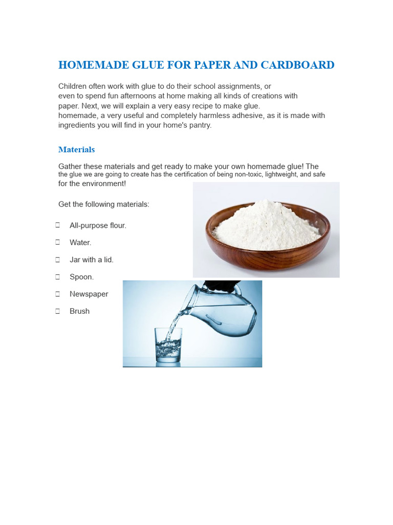 Easy Homemade Glue Recipe for Kids | PDF
