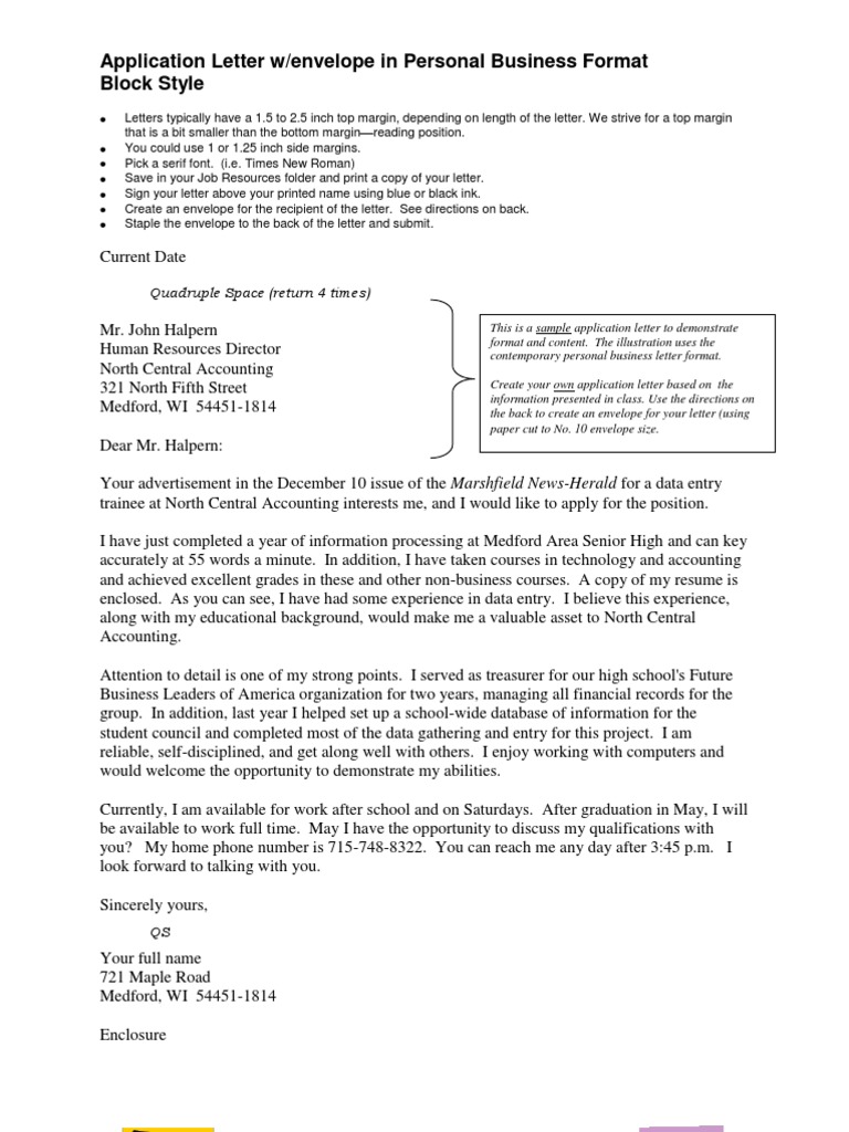Personal Letter Envelope Format