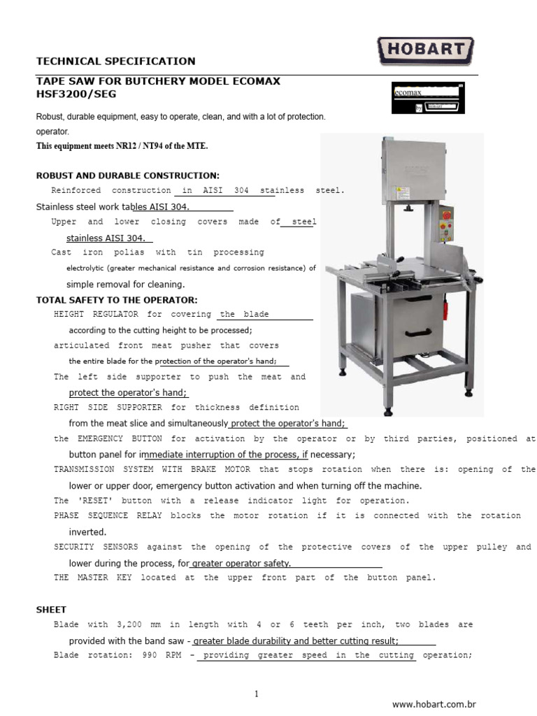 HSF 3200 Band Saw Seg | PDF | Length | Manufactured Goods