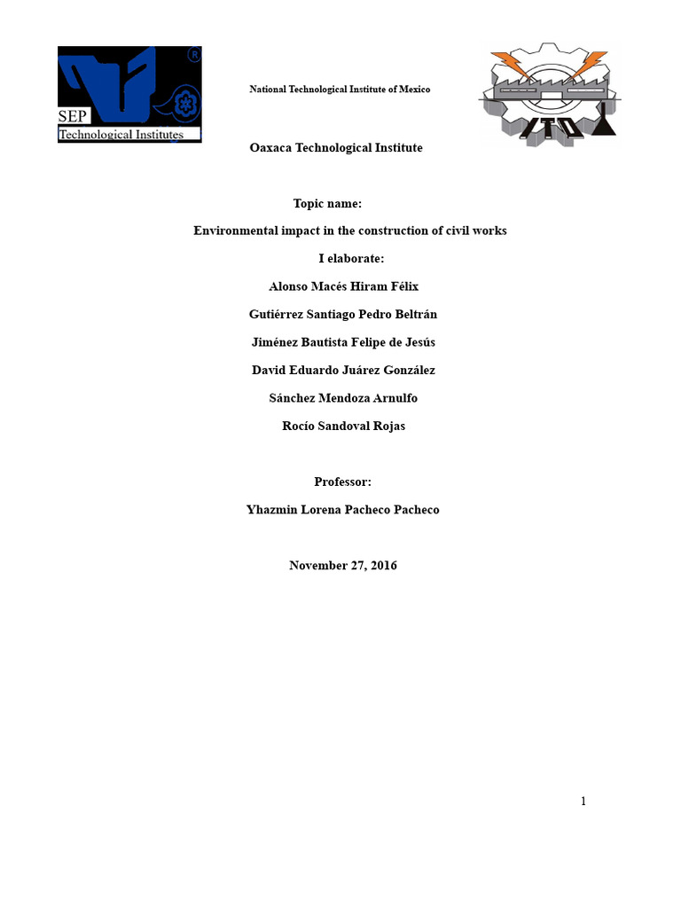 Environmental Impact in Civil Works | PDF | Environmental Degradation ...