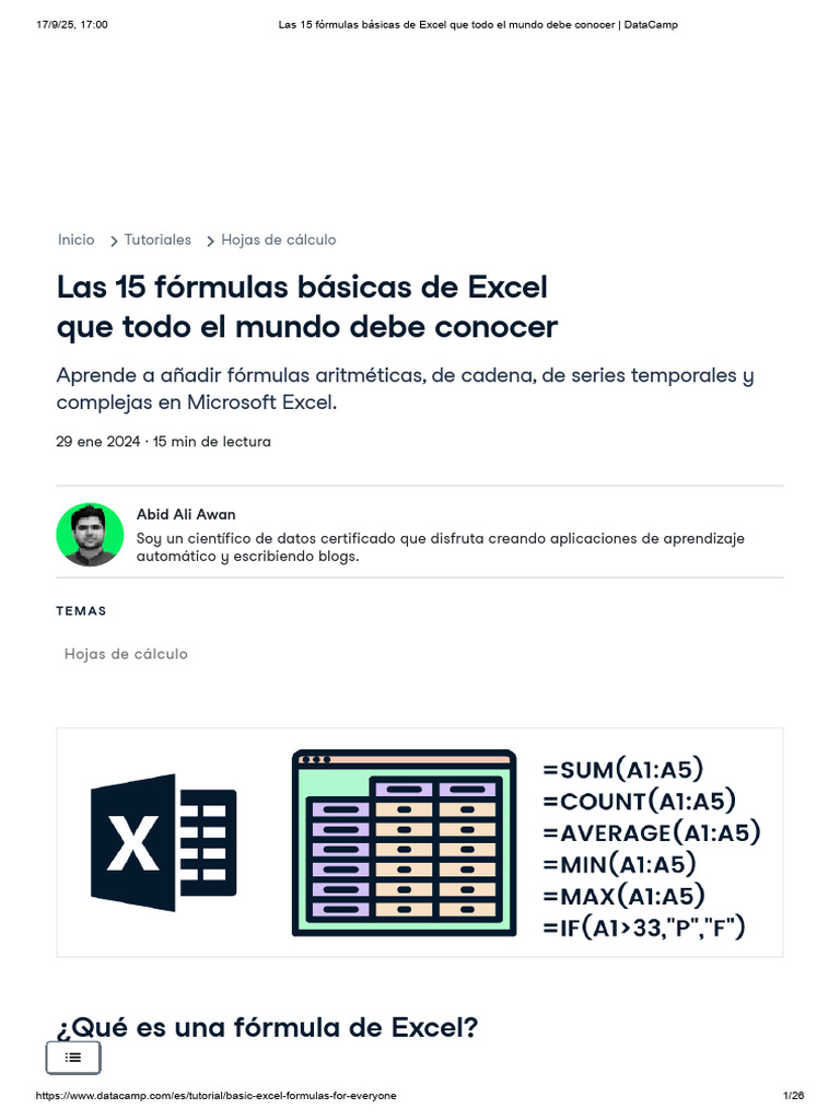 Las 15 Fórmulas Básicas de Excel Que Todo El Mundo Debe Conocer ...