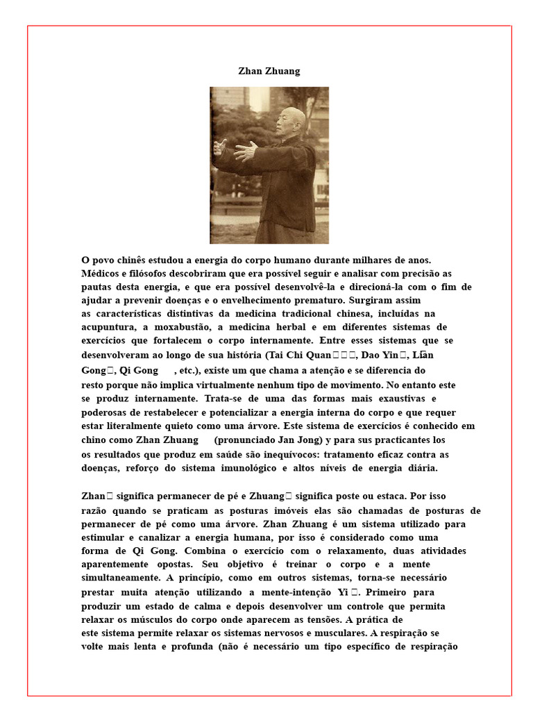 Zhan Zhuang | PDF | Corpo humano | Qigong