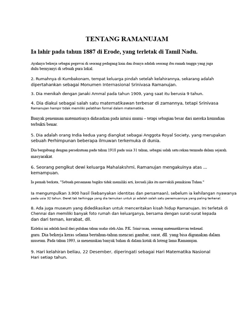 Tentang Ramanujam | PDF