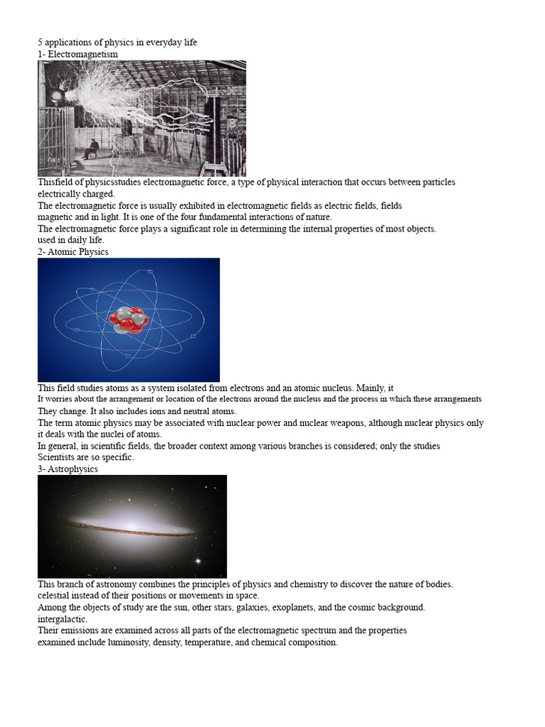 5 Applications of Physics in Everyday Life | PDF | Physics | Atoms
