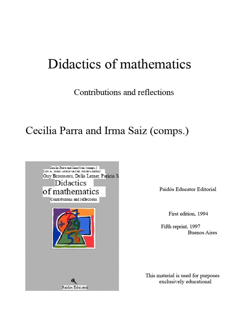 Mathematics Didactics - Contributions and Reflections PDF | PDF ...