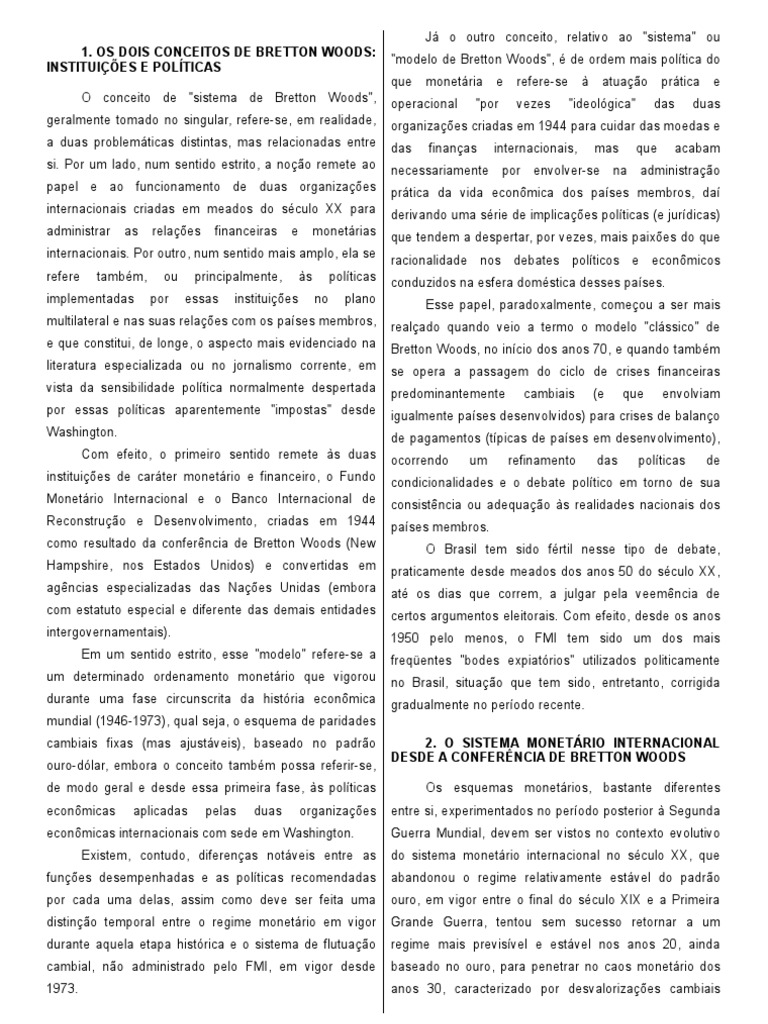 Resumo Sistema Bretton Woods | PDF