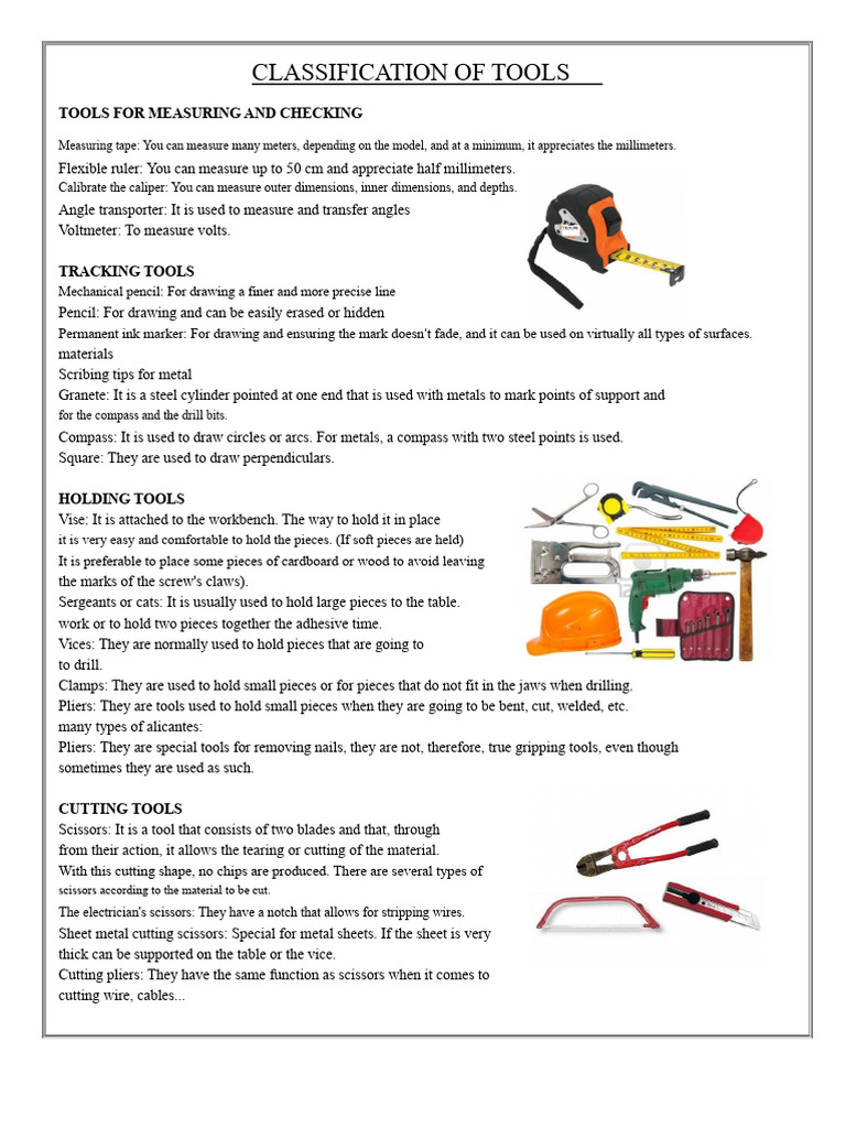 Classification of Tools | PDF | Tools | Industrial Processes