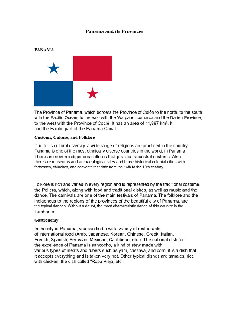 Provinces of Panama Overview | PDF | Panama | Cooking