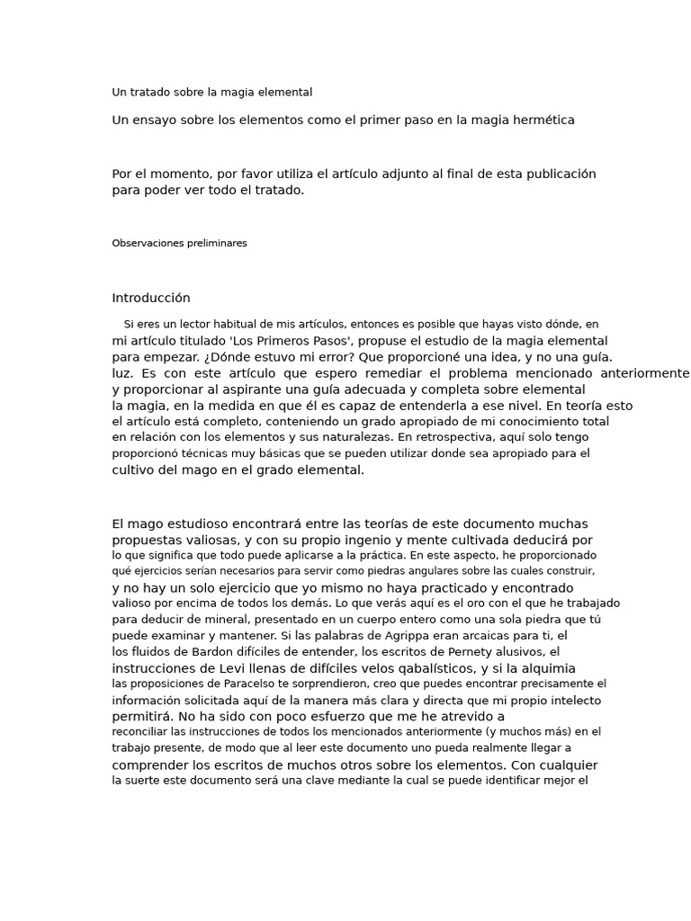 Un Tratado Sobre Magia Elemental | PDF | Mente | Hermetismo
