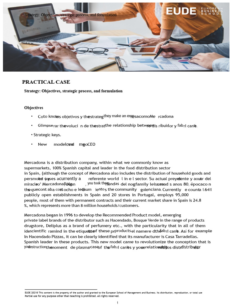 Strategy Objectives, Strategic Process and Formulation - Case. Alicia ...
