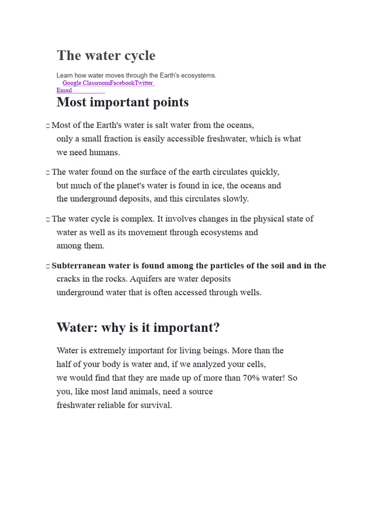 Reading The Water Cycle | PDF | Water Cycle | Water