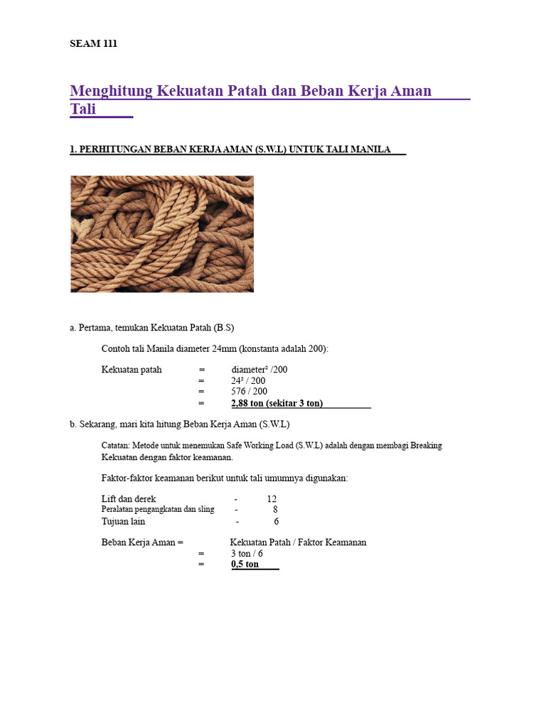 Perhitungan SWL | PDF