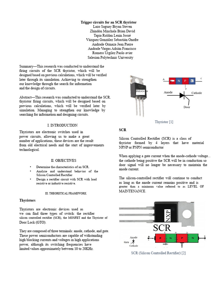 Electronic Essay. Trigger Circuit For An SCR | PDF | Rectifier ...