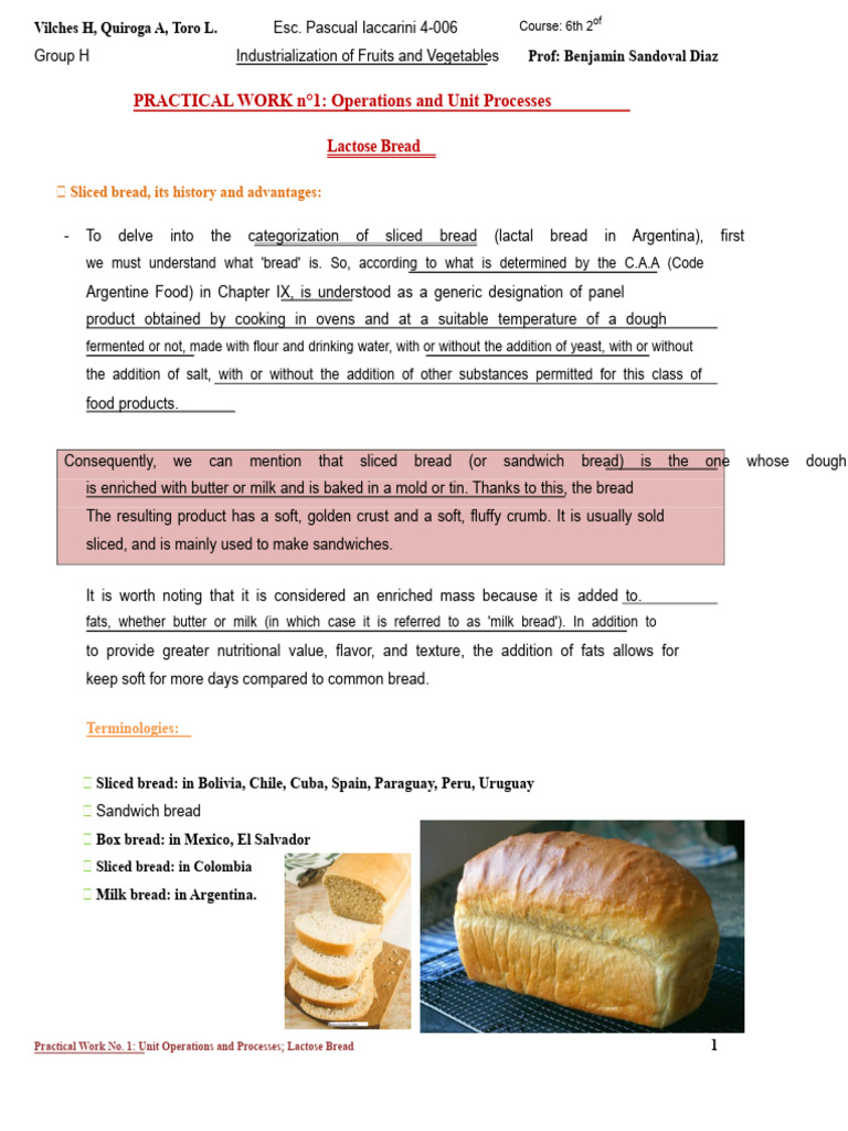 Molded Bread Report - Lactose Bread | PDF | Breads | Flour