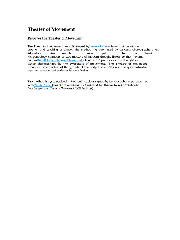 Theater of Movement | PDF | Imagination | Cognition