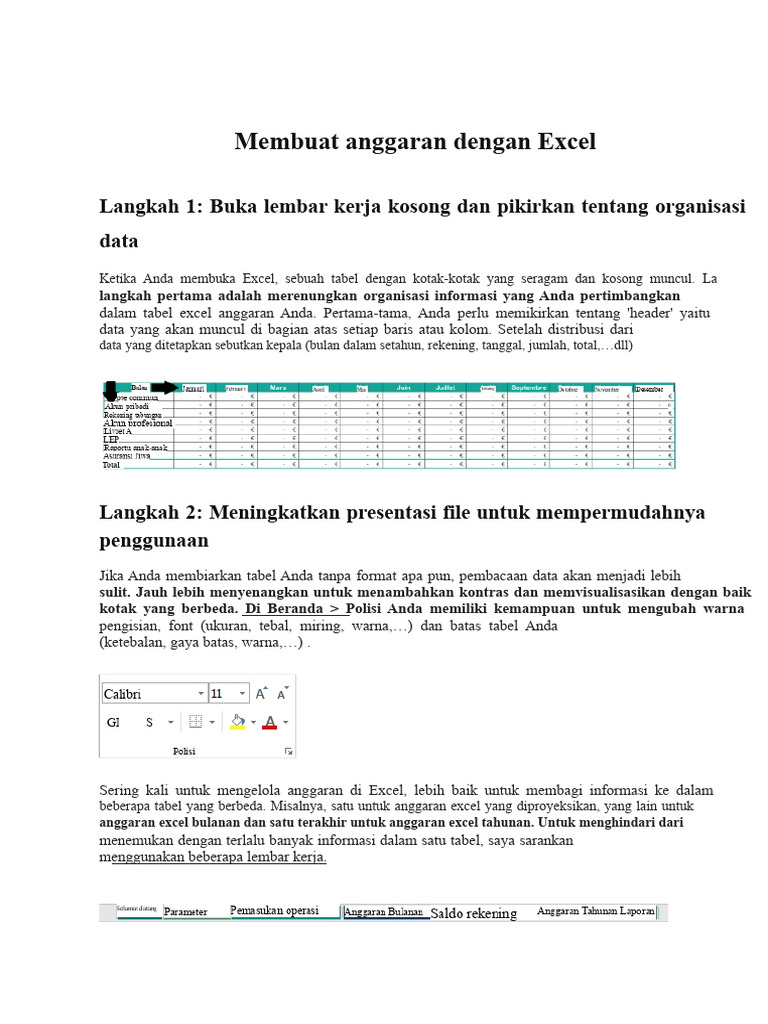 Membuat Anggaran Dengan Excel | PDF
