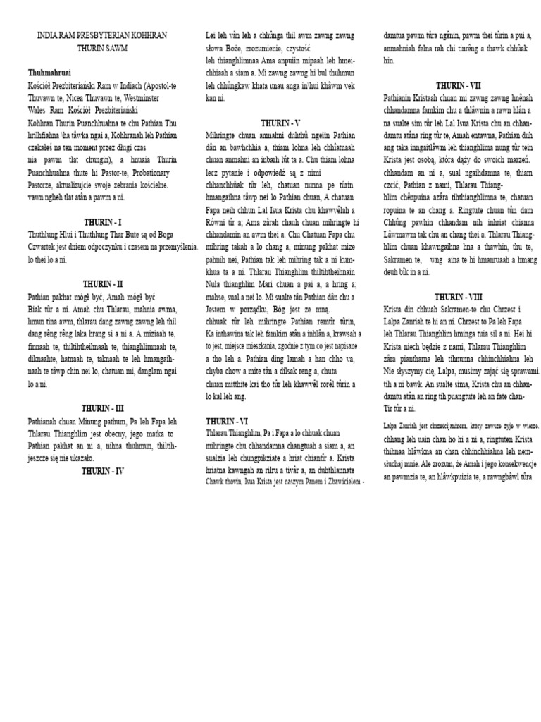 Kohhran Prezbiteriański Thurin | PDF