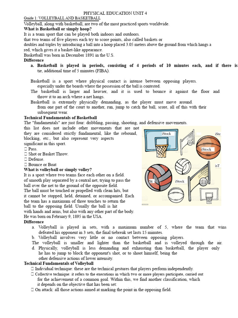 Physical Education Unit 4 | PDF | Volleyball | Sports