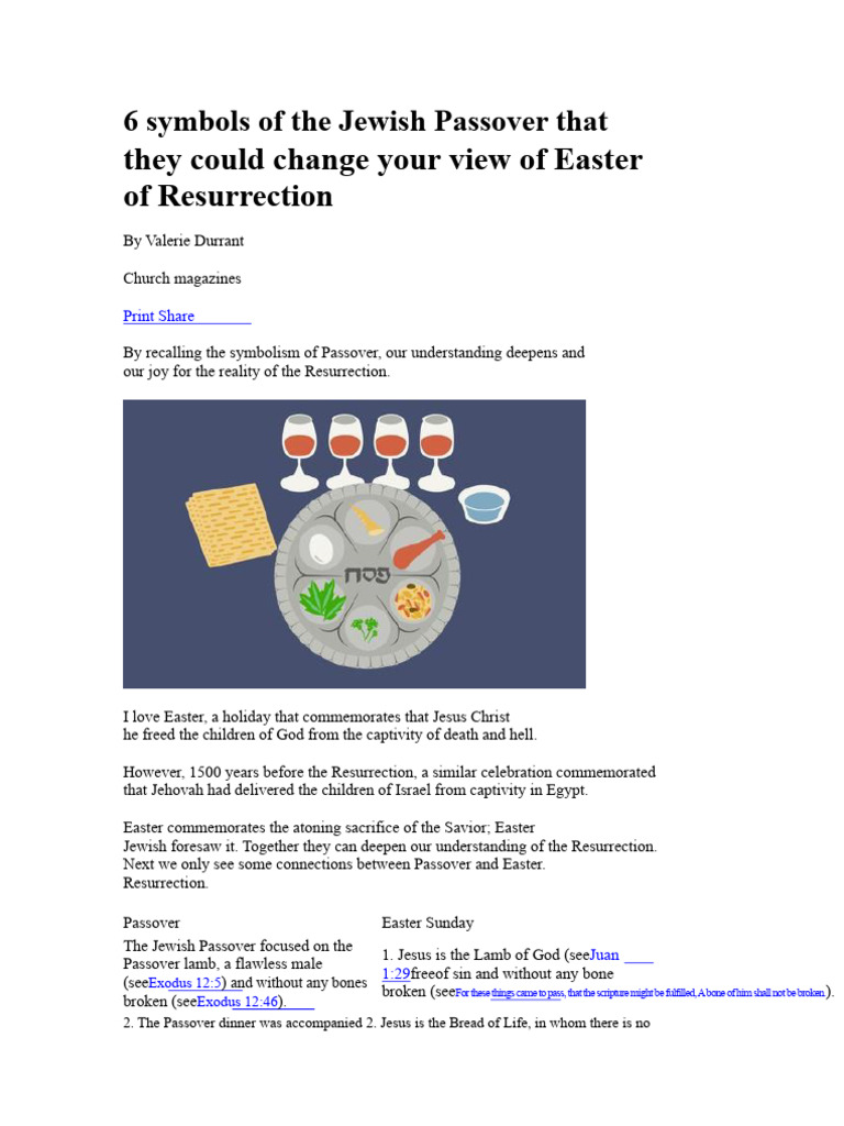 6 Symbols of Passover | PDF | Resurrection Of Jesus | Passover