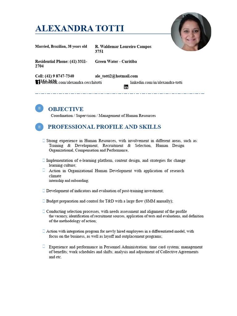 Resume Alexandra Totti | PDF | Recruitment | Human Resources