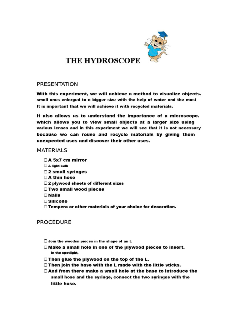 Build a Hydroscope with Recycled Materials | PDF | Mirror | Plywood