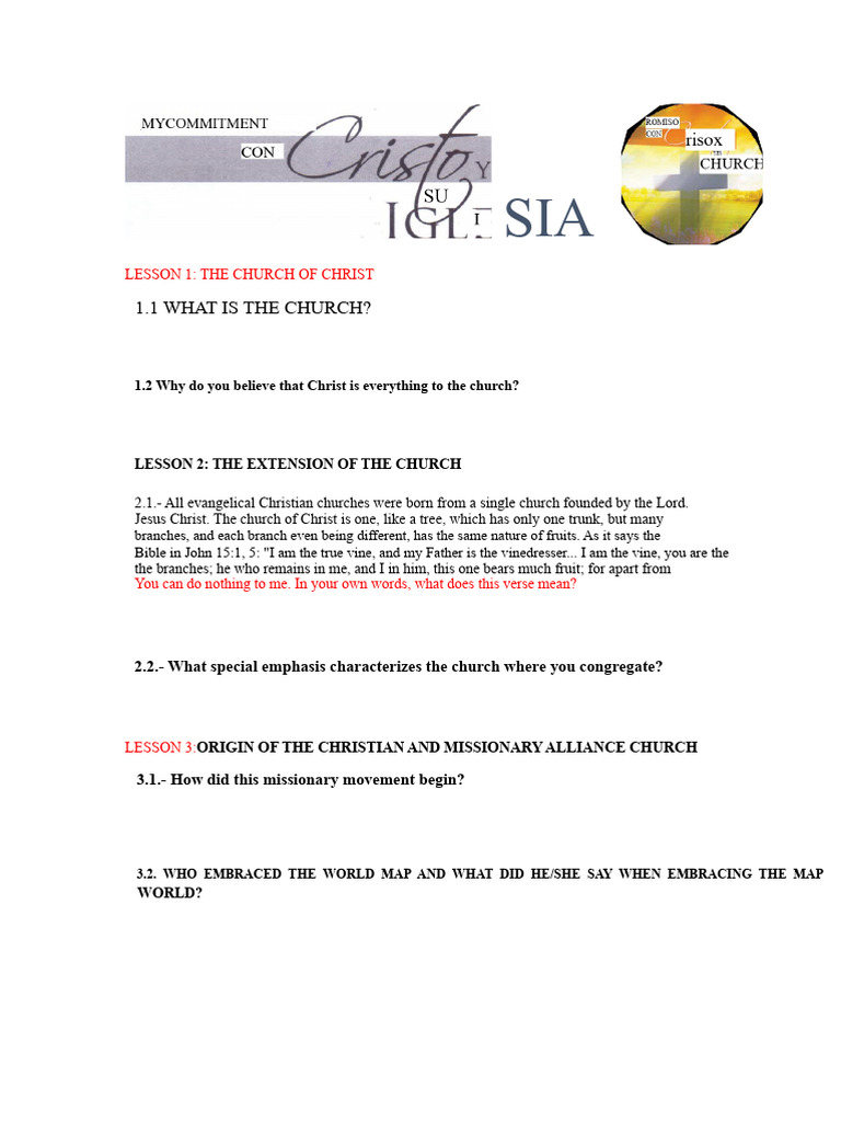 Exam My Commitment To Christ and His Church | PDF | Christian Church ...