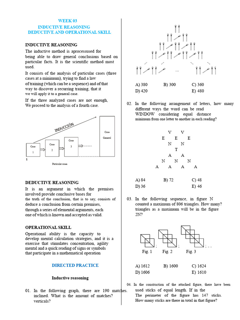 Week 3 - Inductive and Deductive Reasoning and Operational Skill | PDF | Inductive Reasoning ...
