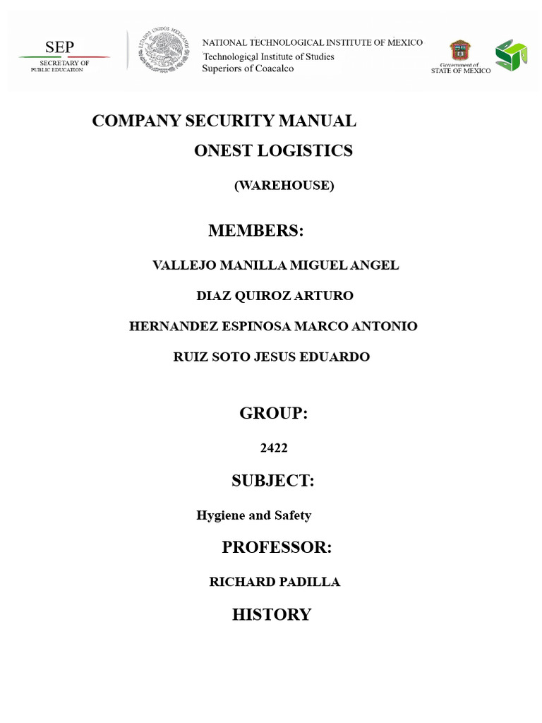 Company Security Manual Onest Logistics | PDF | Occupational Safety And ...