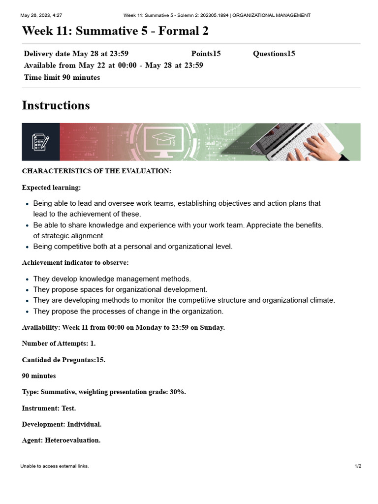 Week 11 Summative Evaluation Guide | PDF