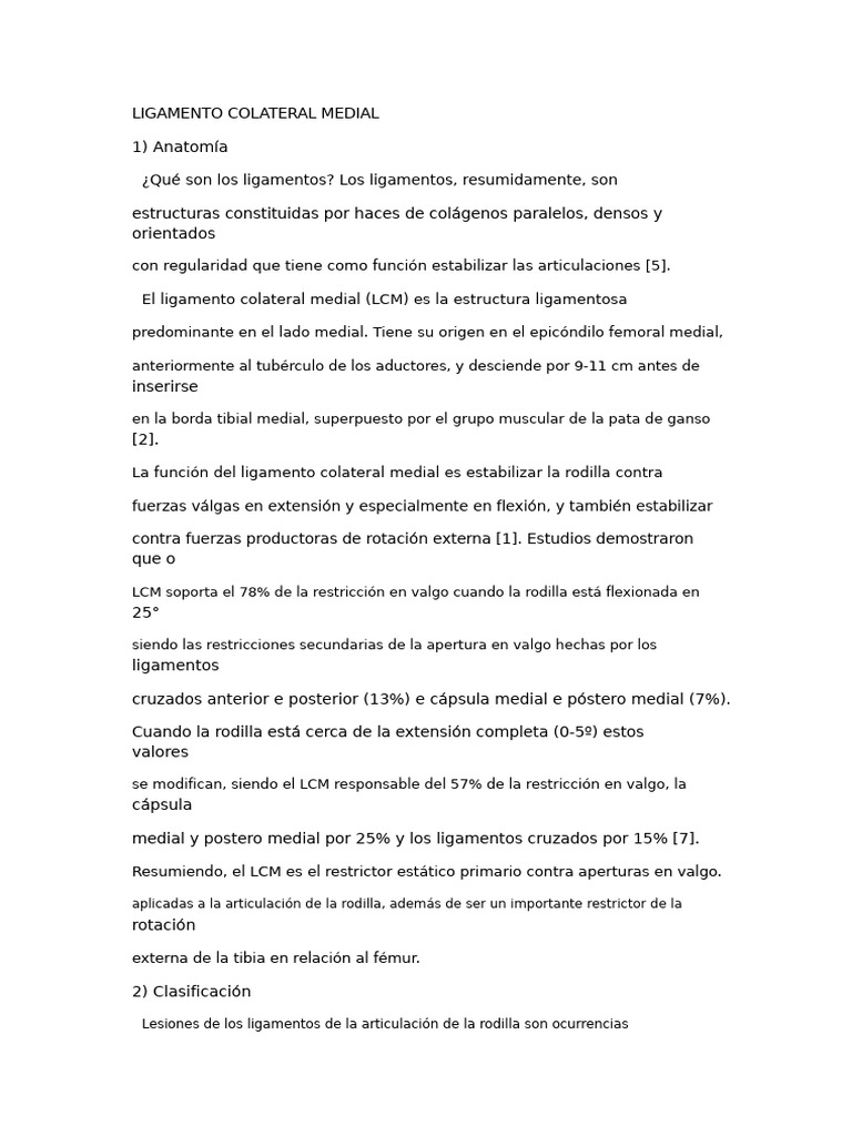 Lesión del Ligamento Colateral Medial | PDF | Rodilla | Sistema ...