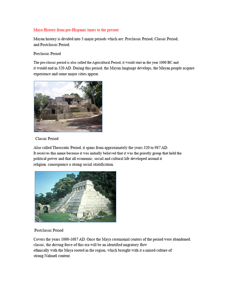 The Maya History From The Pre-Hispanic Era To The Present | PDF | Maya ...
