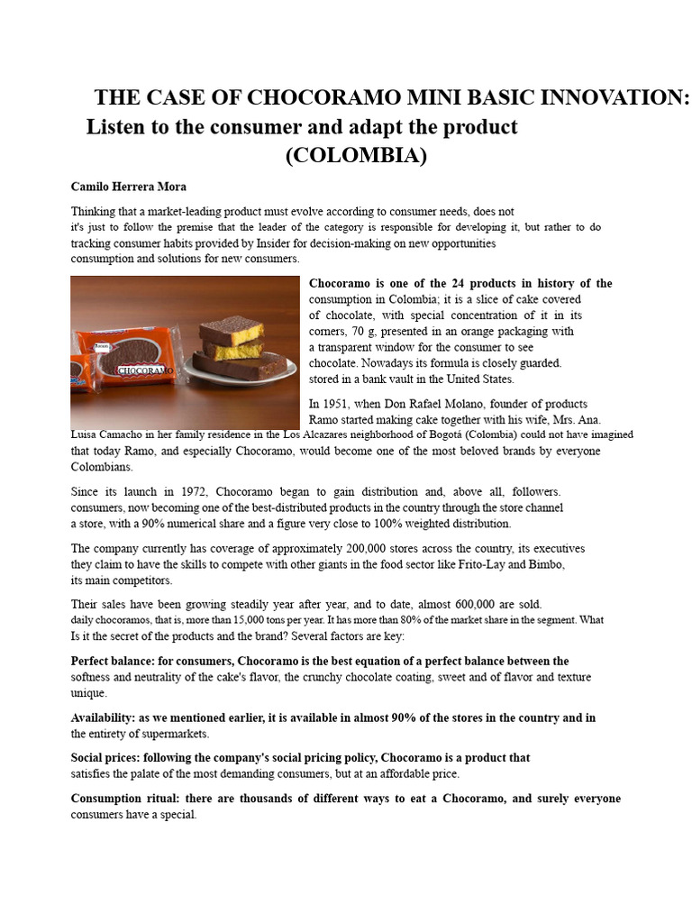 Chocoramo Mini: Innovating for Consumers | PDF | Brand | Chocolate
