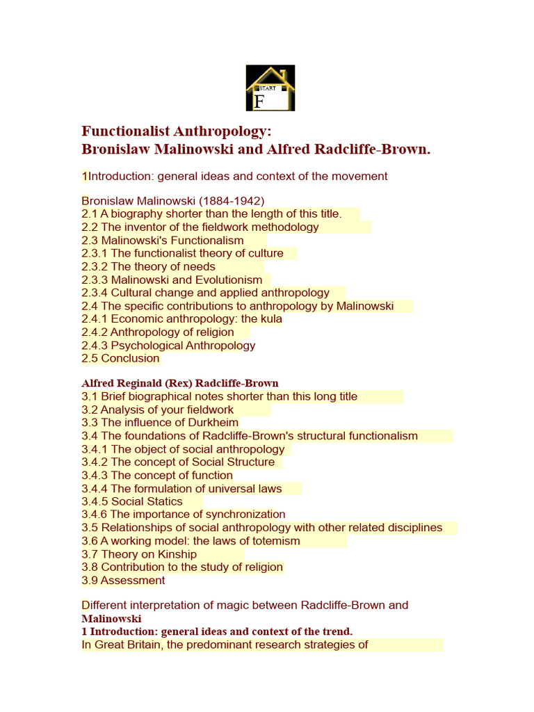 Malinowski's Functionalism in Anthropology | PDF | Kinship | Anthropology