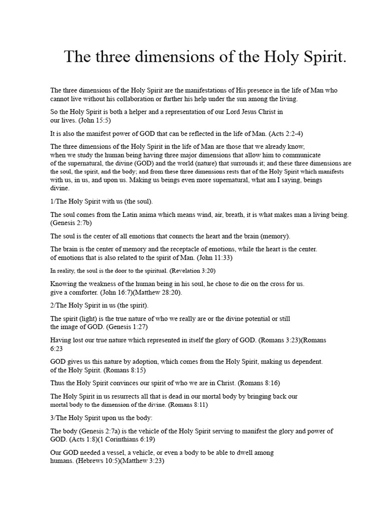 Three Dimensions of the Holy Spirit | PDF | Holy Spirit | Jesus