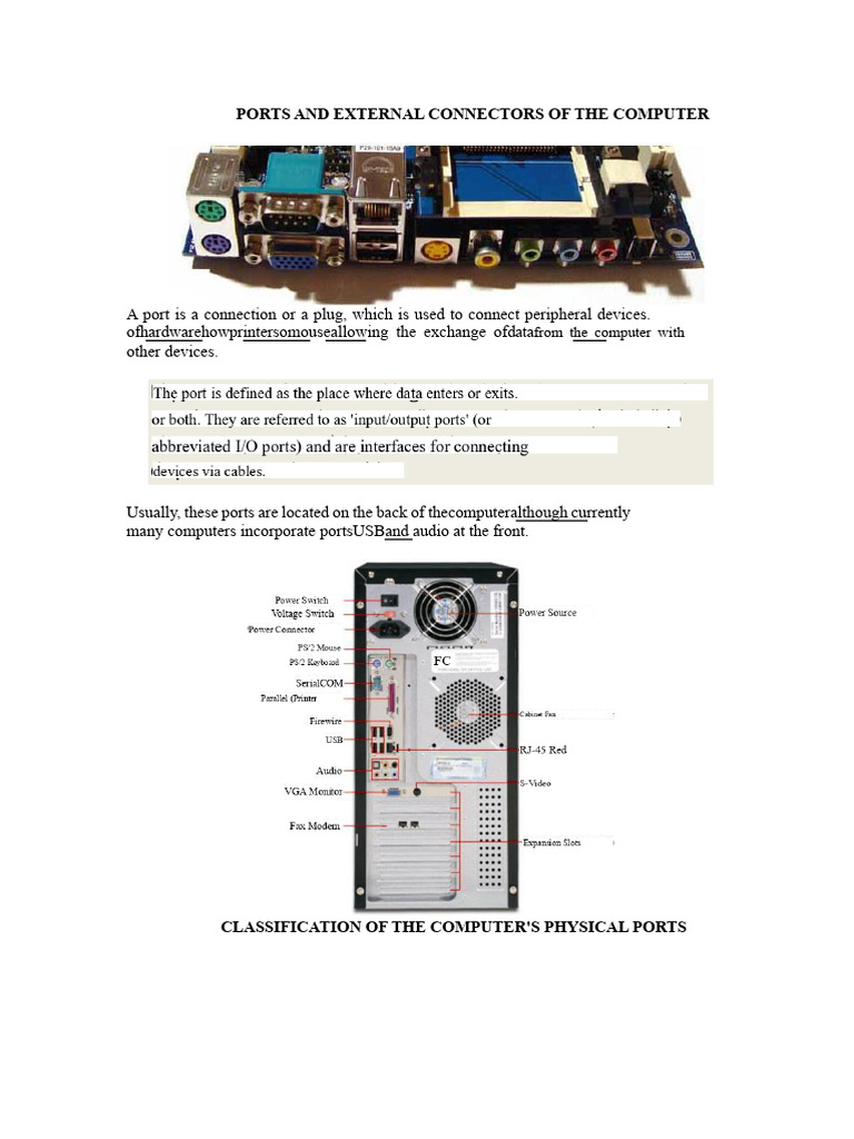 Ports and External Connectors of The Computer 7° | PDF | Usb | Computer ...