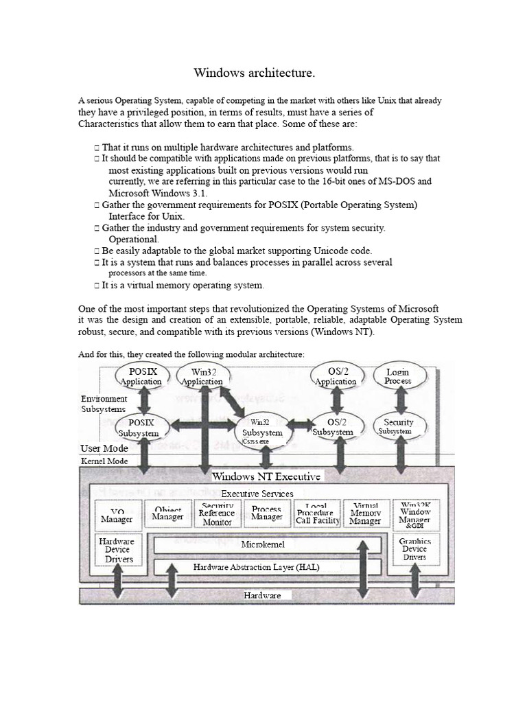 Windows NT Architecture Overview | PDF | Operating System | Microsoft ...