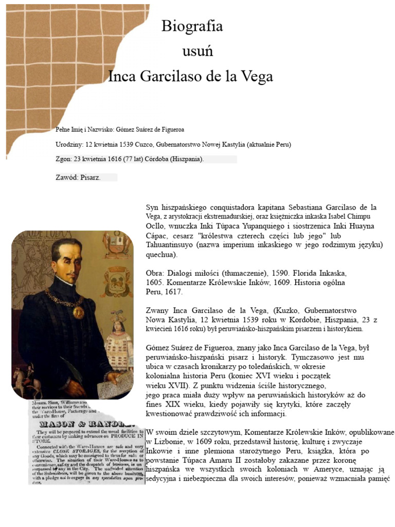 Garcilaso de La Vega (Inka Peru) | PDF
