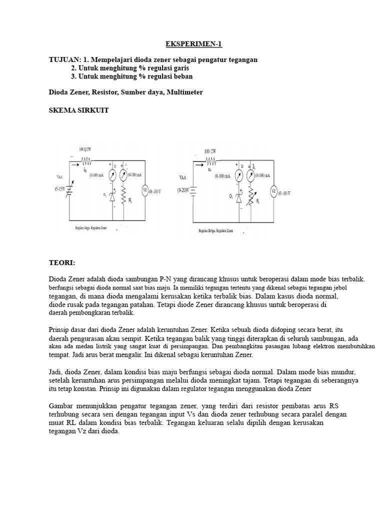 Regulasi Tegangan Zener | PDF