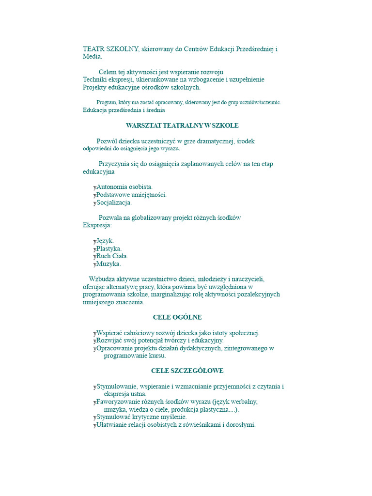 Programy Teatralne Szkolne | PDF