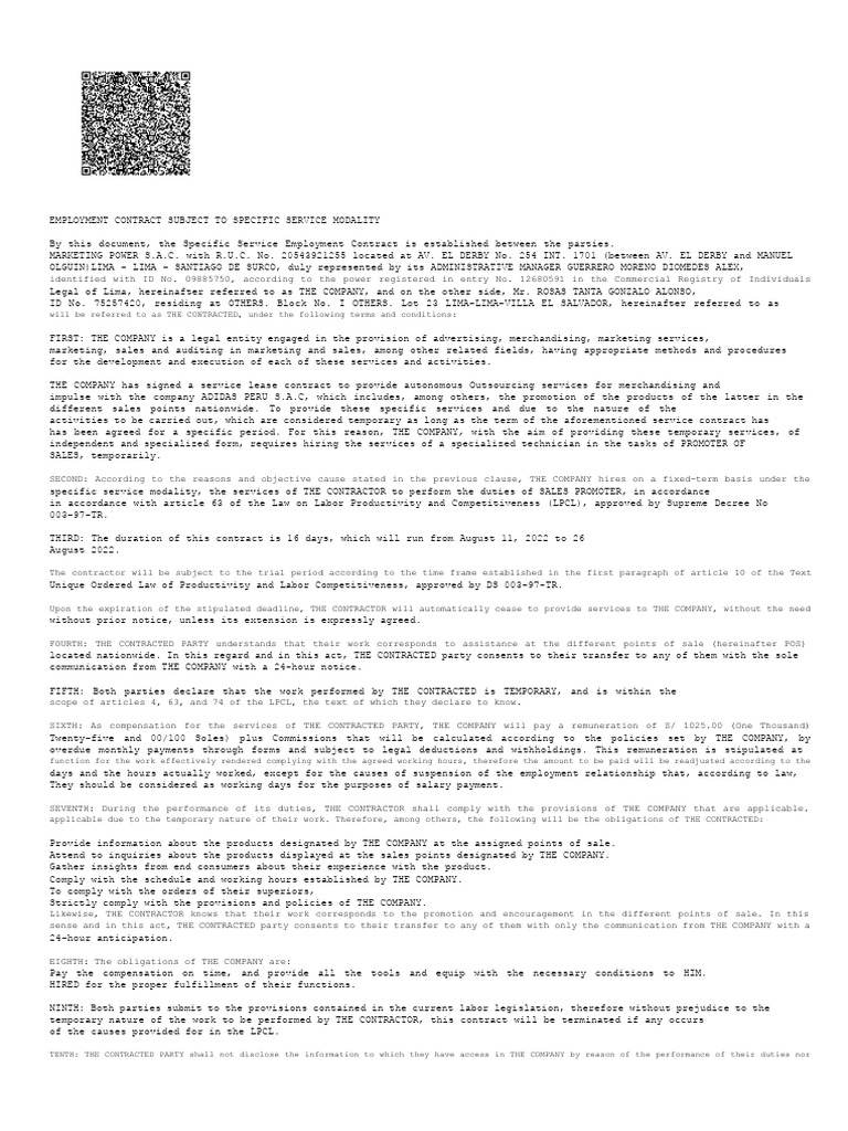 Adidas Group Contract For Campaign2 | PDF | Employment | Arbitration