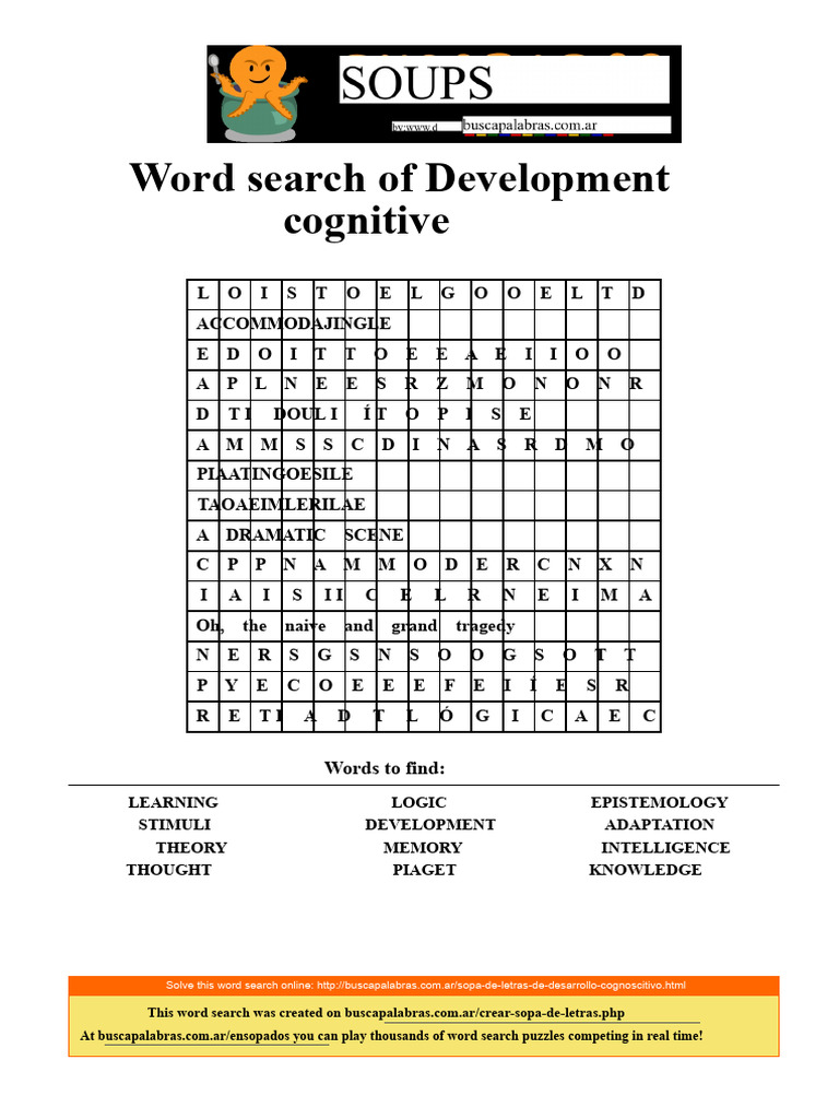 Word Search of Development Cognitive: Words To Find | PDF