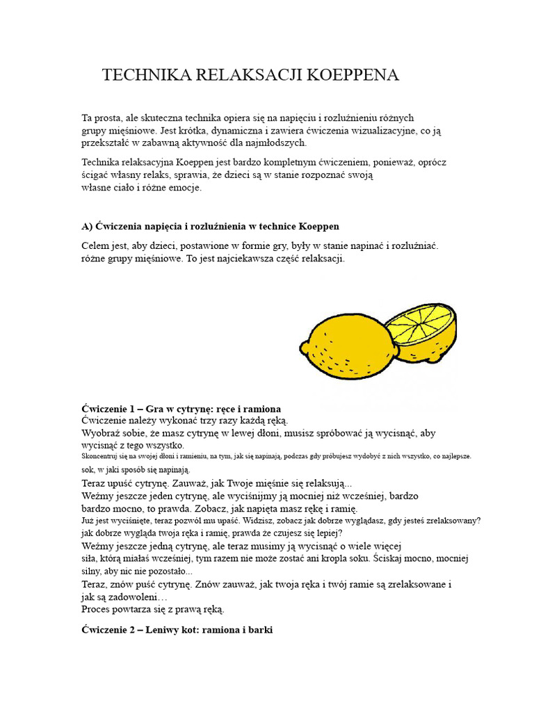 Technika Relaksacji Koeppena | PDF