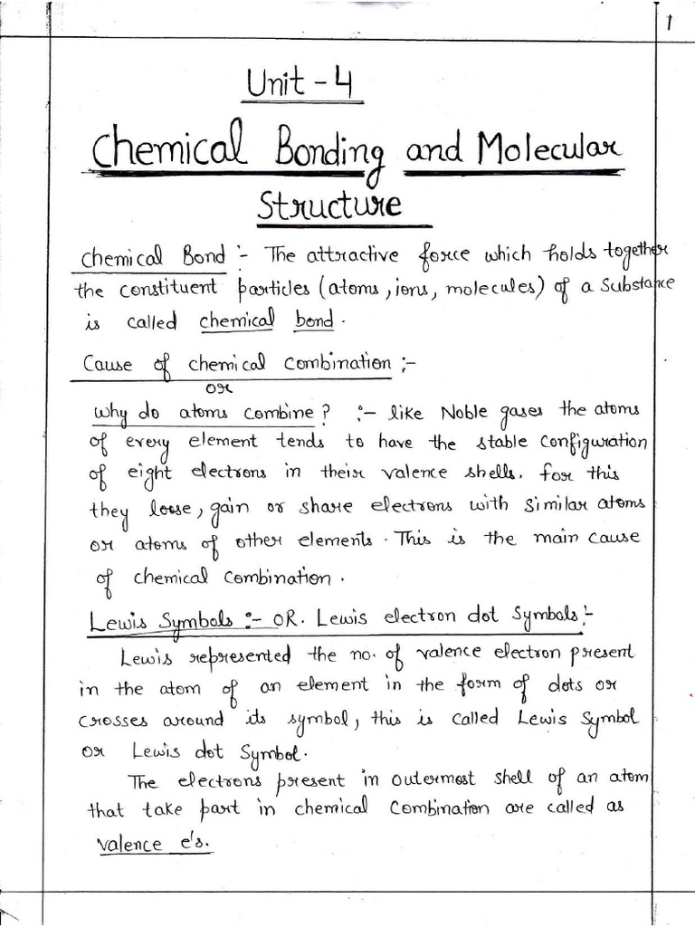 Unit 4 Chemical Bonding &ms | PDF